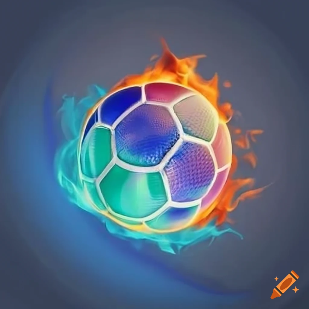 Soccer ball engulfed in blue flames on Craiyon