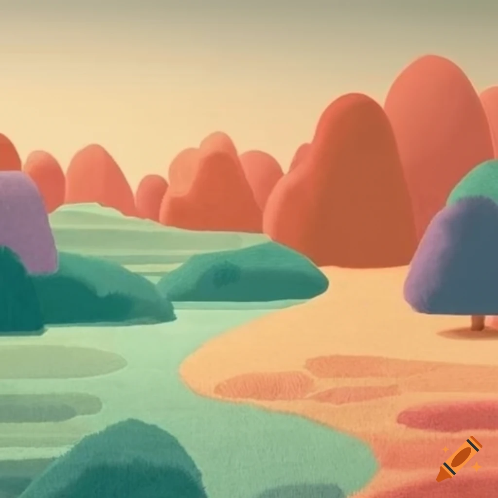 Soft tufted landscape rug design on Craiyon