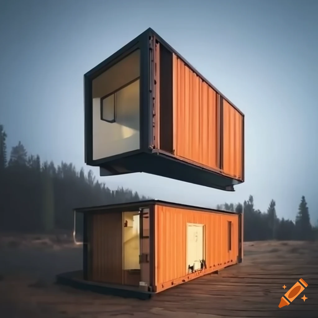 Sleek and modern tiny house made from three shipping containers on Craiyon