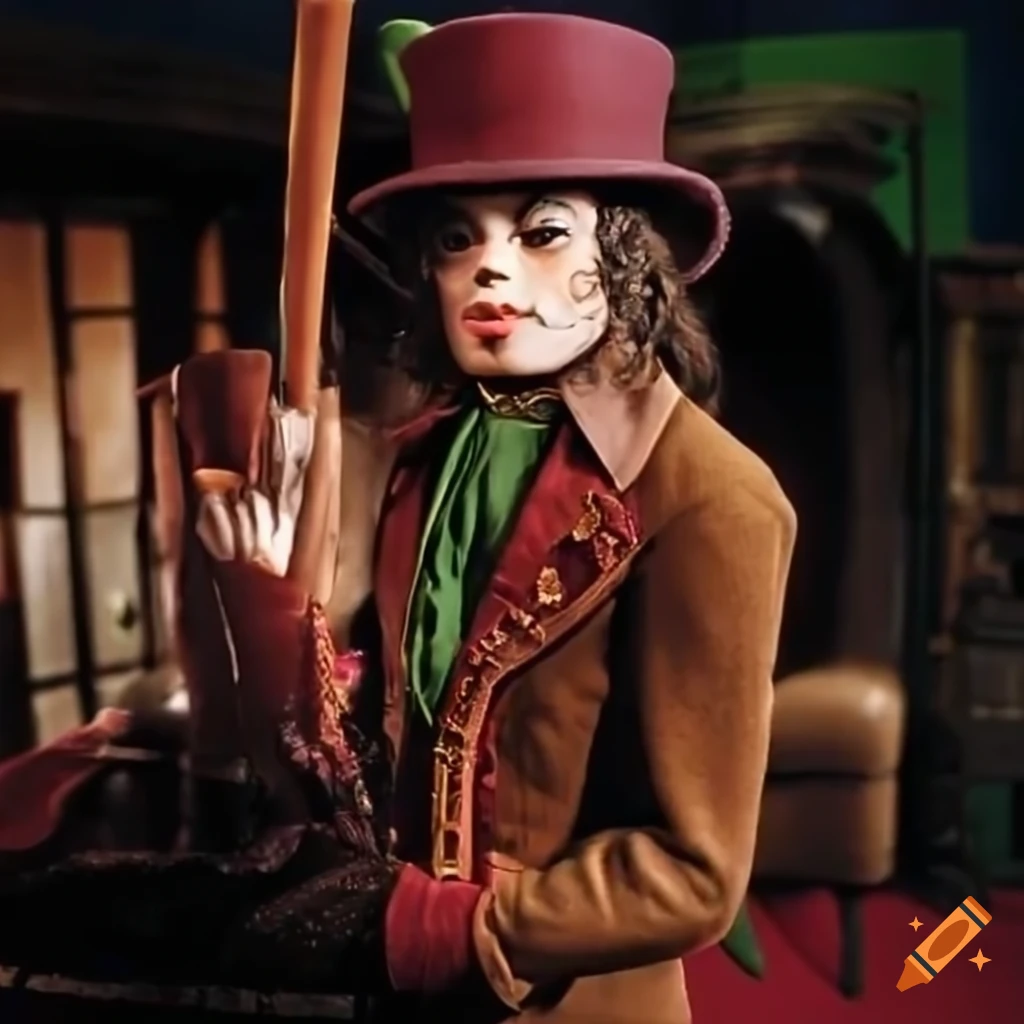Willy wonka and the chocolate factory with michael jackson on Craiyon