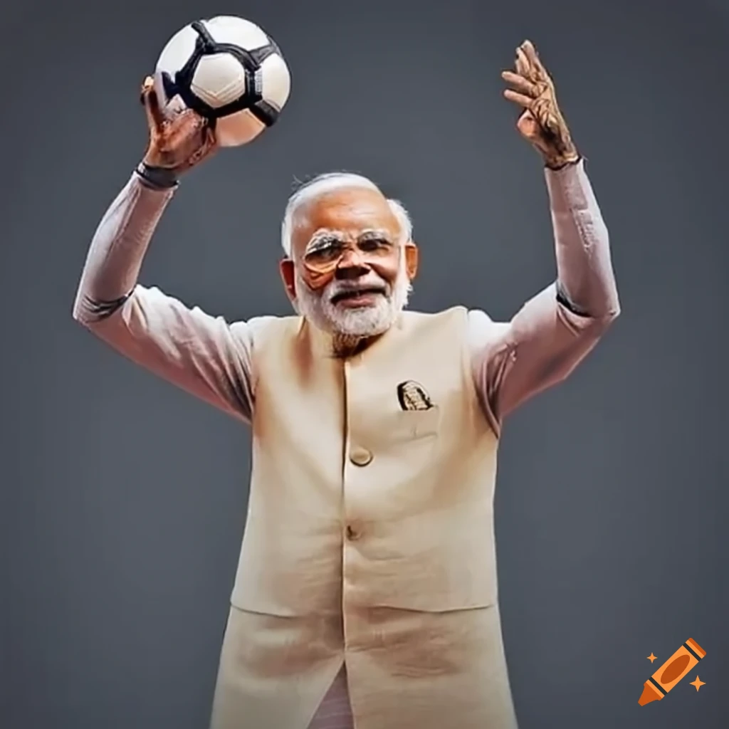 Narendra modi playing football on Craiyon