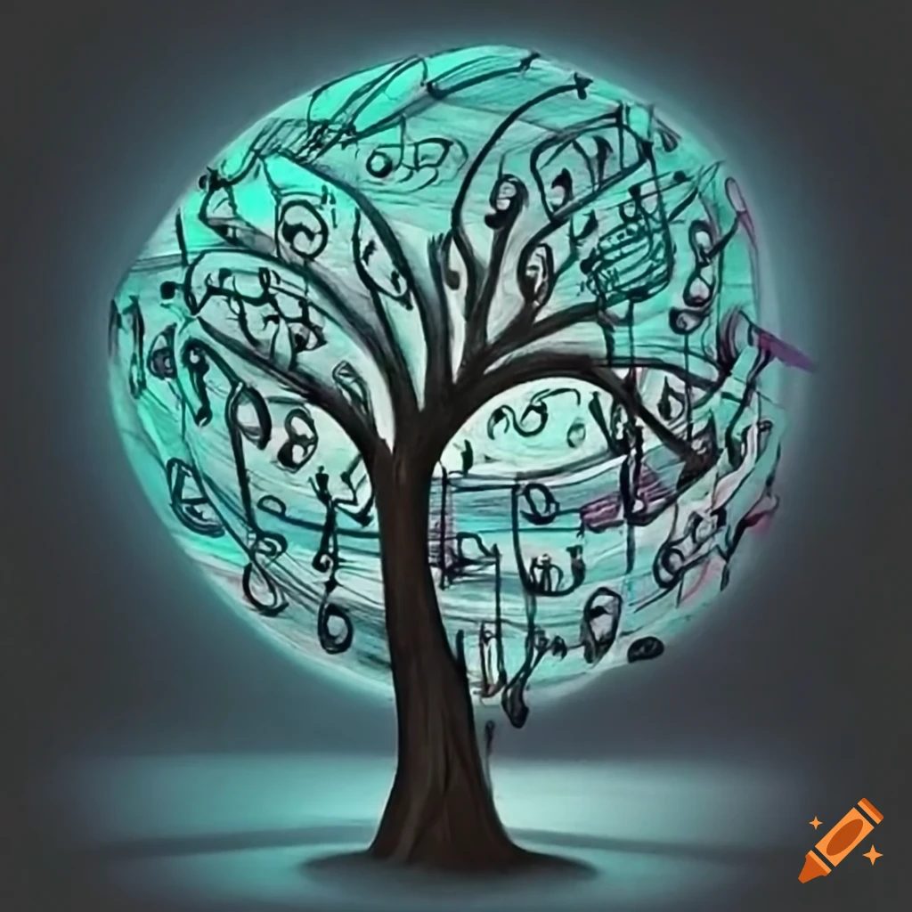 Musical tree art piece on Craiyon