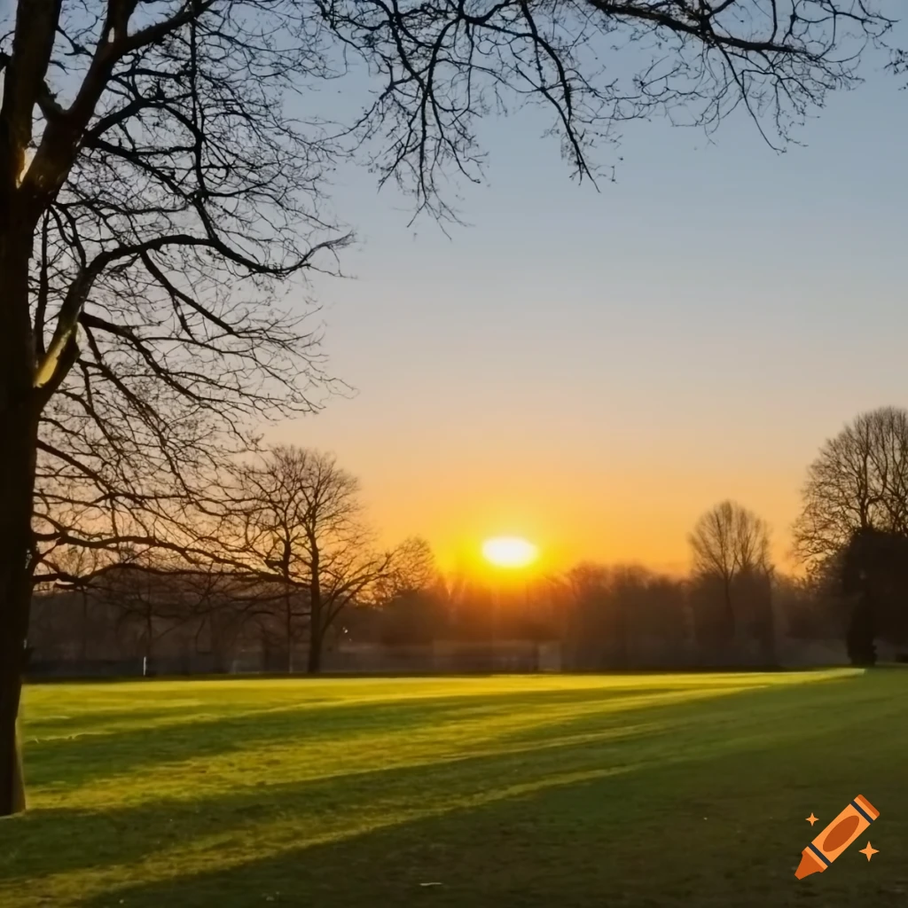 Sunset at knighton park in leicester, england on Craiyon