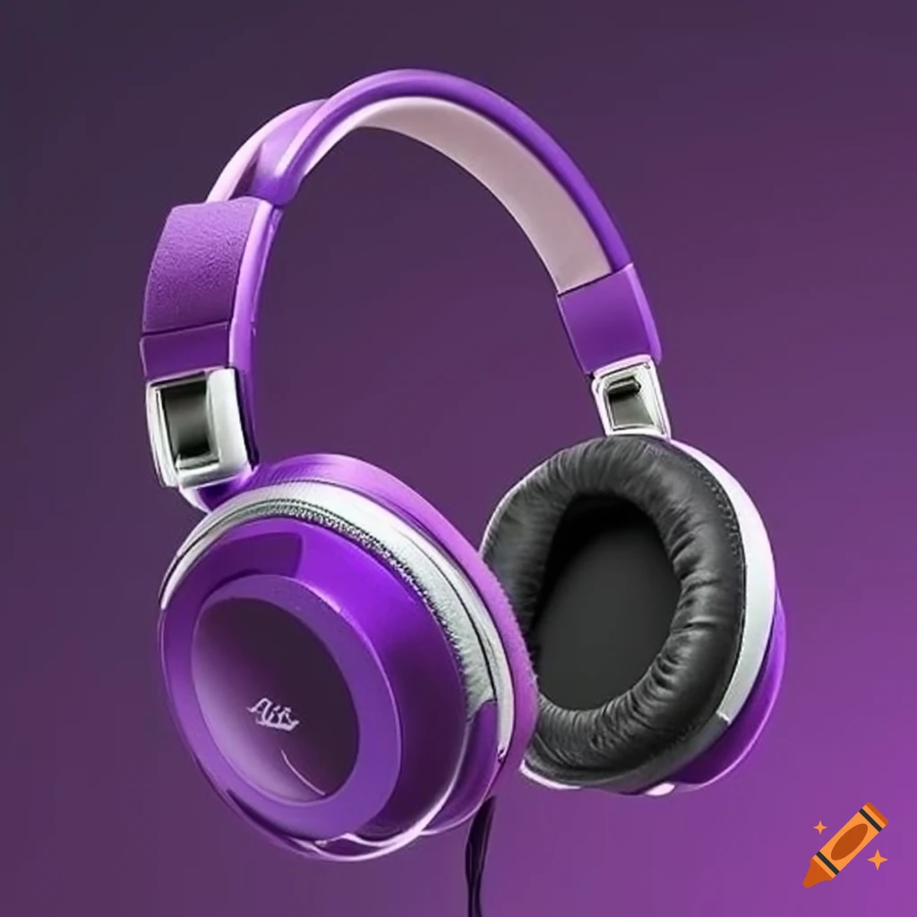 Realistic purple-accented headphones on Craiyon