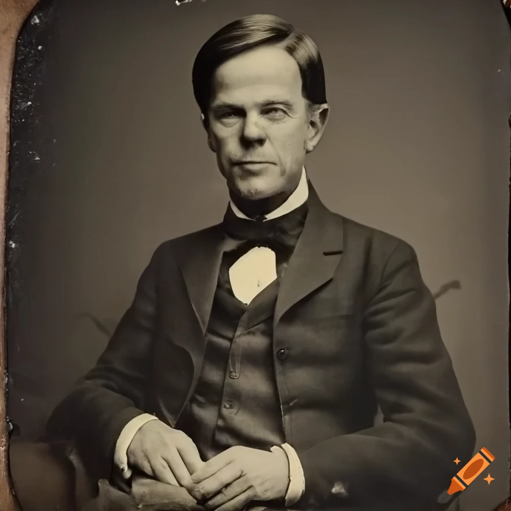 Vintage tintype portrait of dutch politician mark rutte in historic ...