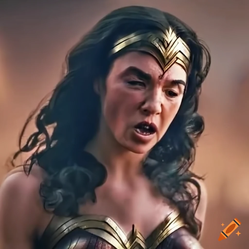 Bruised wonder woman with dizzy expression on Craiyon