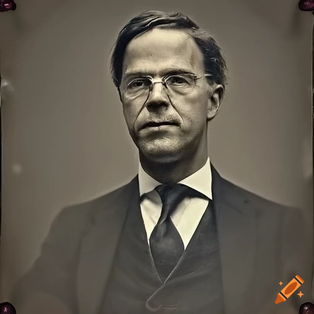 Vintage tintype portrait of dutch politician mark rutte in historic ...