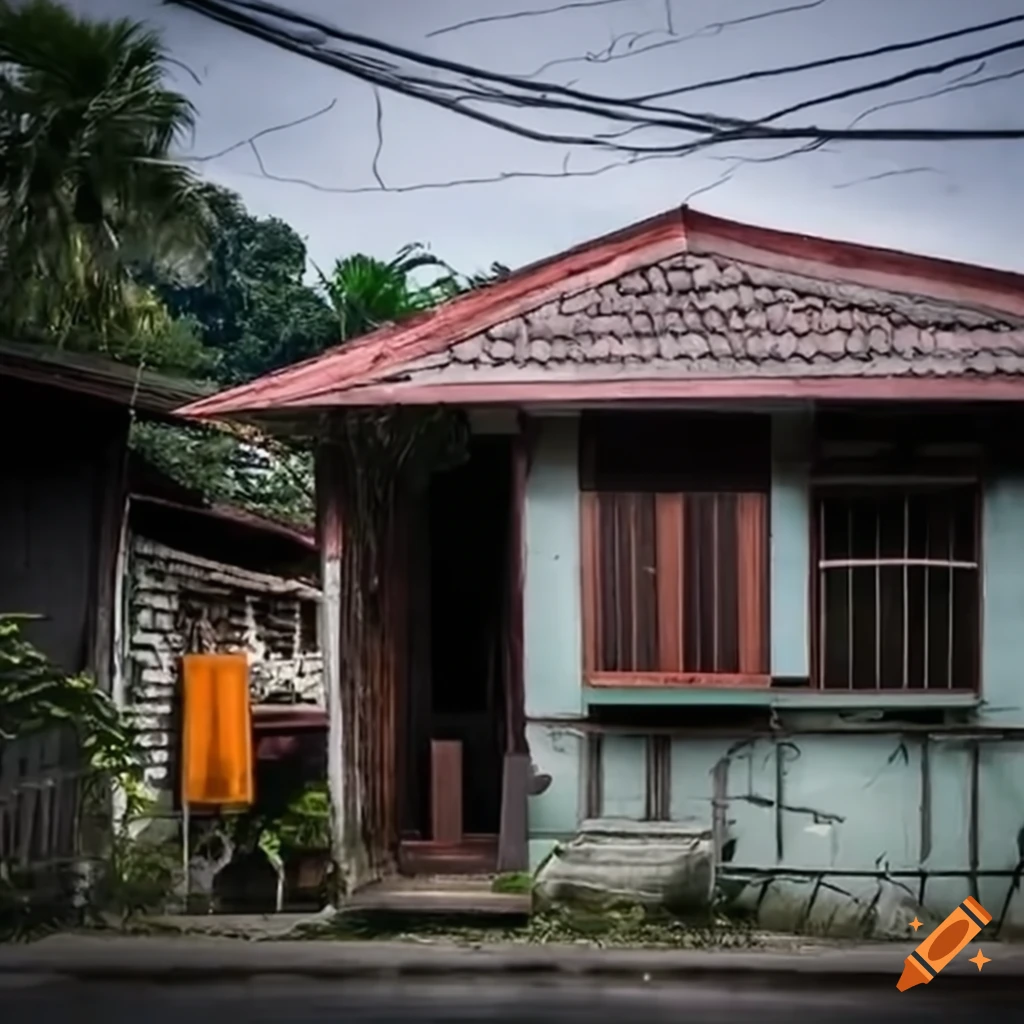 Cartoon filipino house exterior with open window on Craiyon