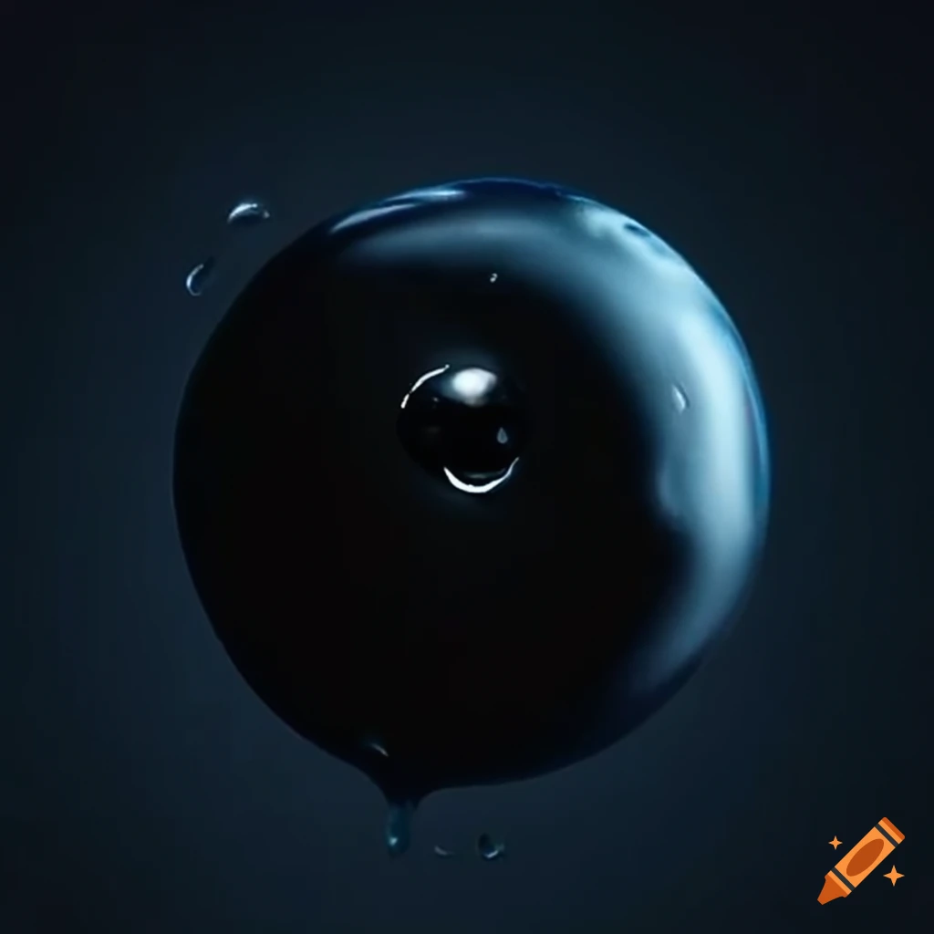 Mysterious black ball with a single eye and dripping goo on Craiyon