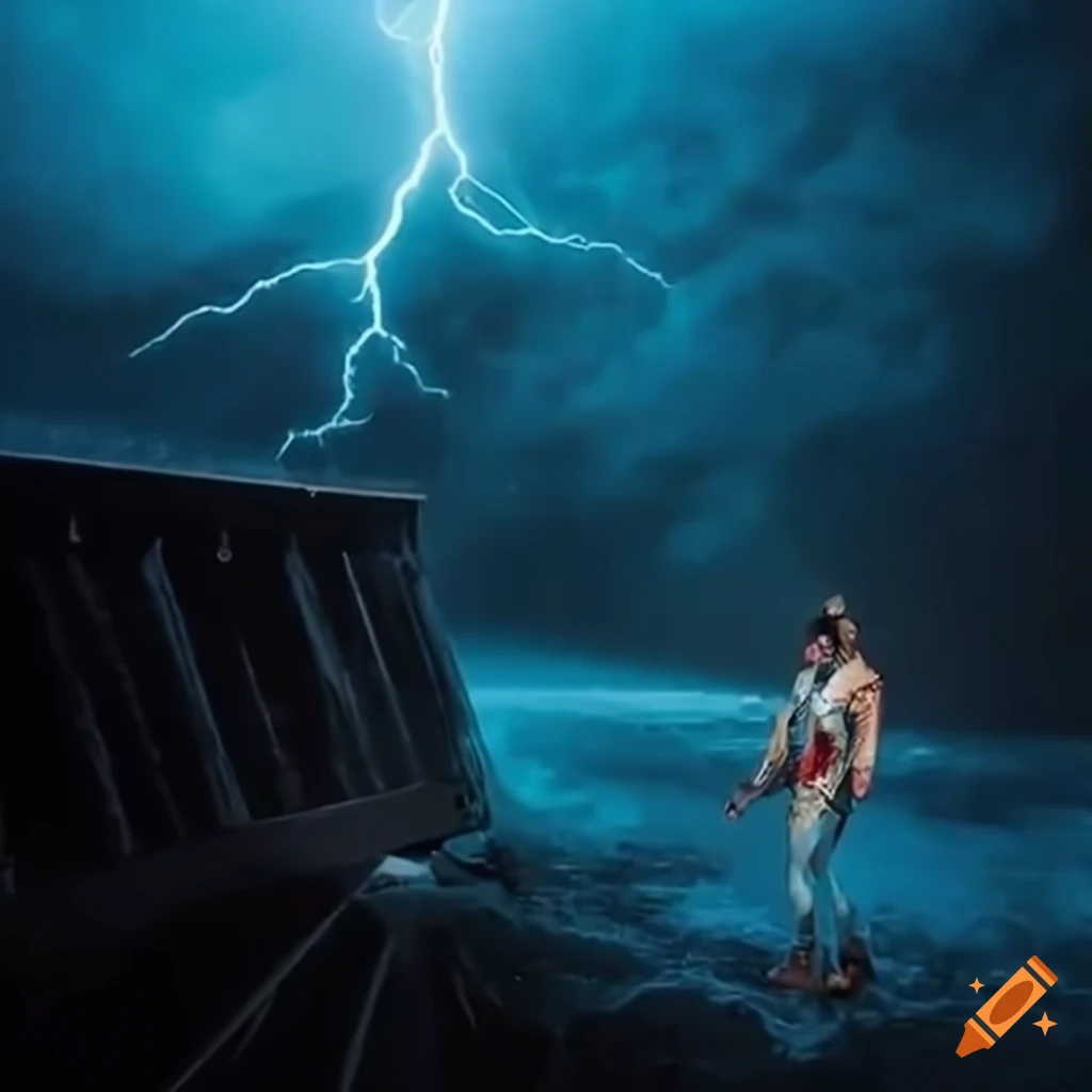 Superhero pirate getting electrocuted by a hydroelectric dam with ...