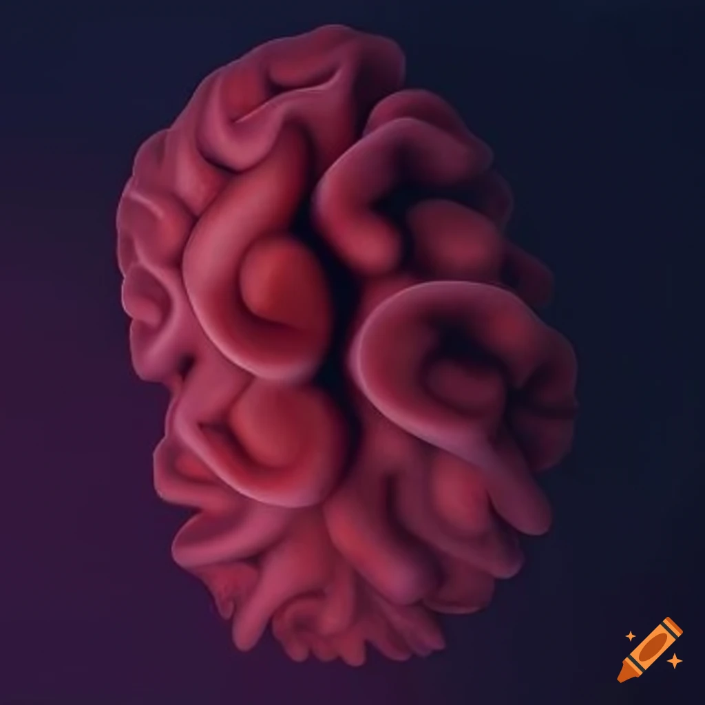 Abstract red fleshy coral-like structure on Craiyon