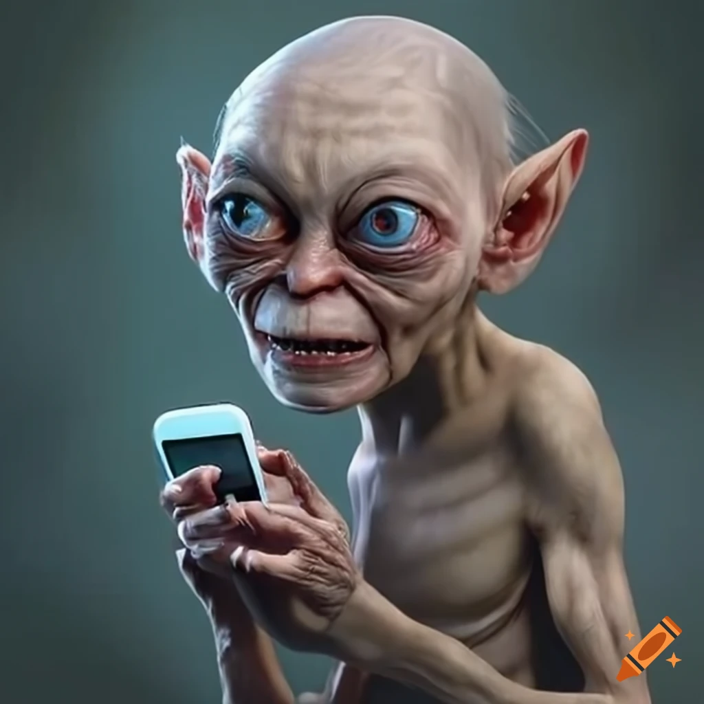Gollum holding an iphone on Craiyon