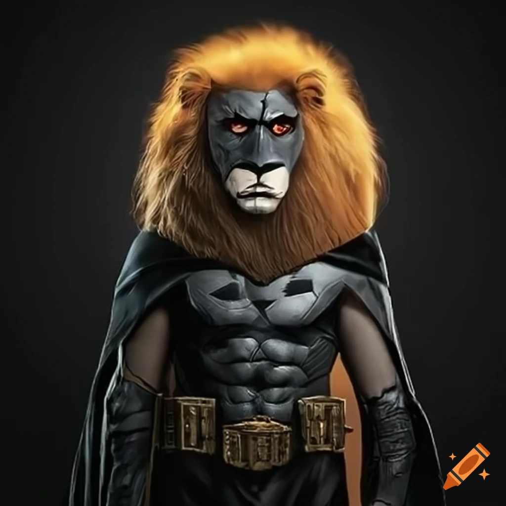 Lion wearing a batman costume on Craiyon