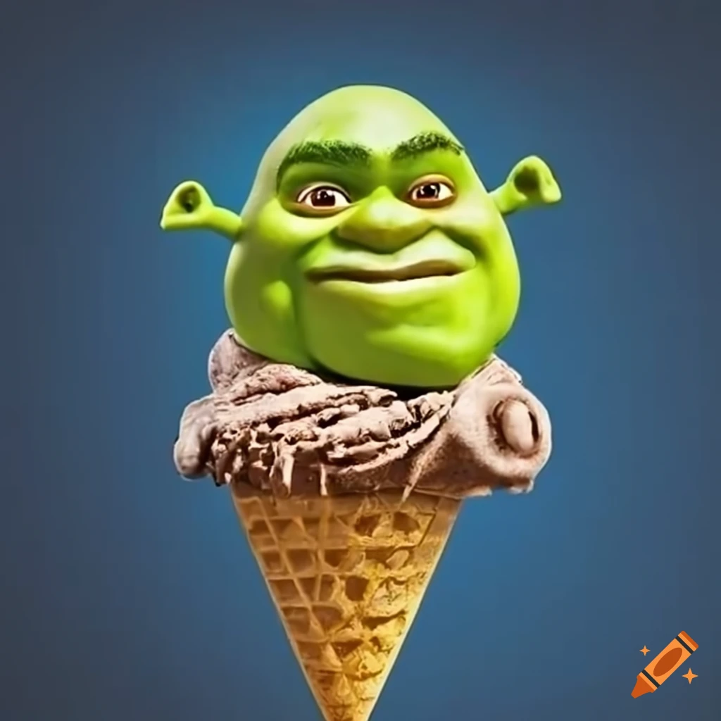 Ice cream sculpture of shrek character on Craiyon