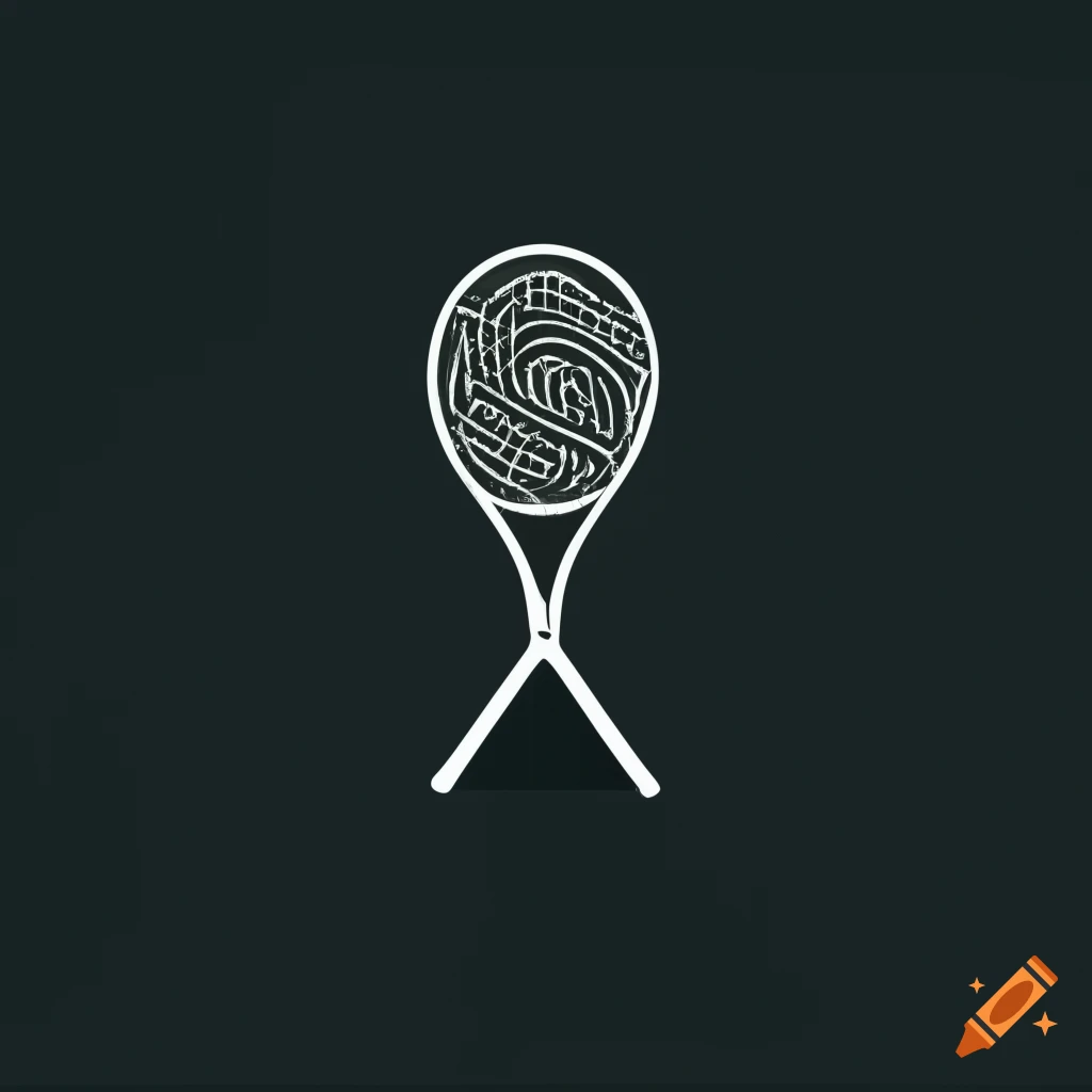 Maori tribal style tennis racquet simplified vector logo on Craiyon