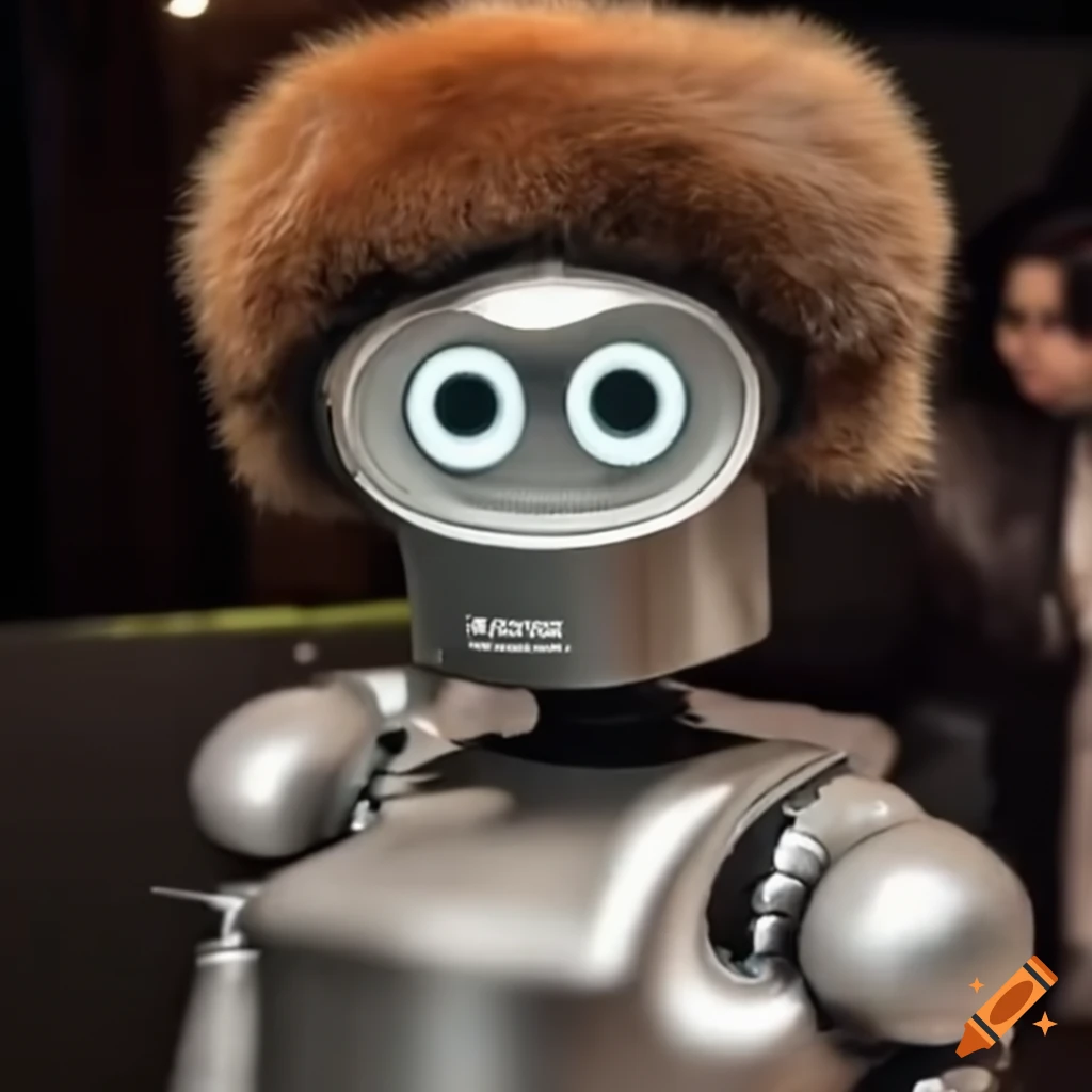 Robot with a furry russian hat on Craiyon