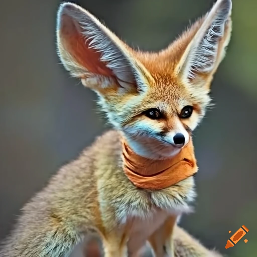 Fluffy fennec fox wearing a red bandana on Craiyon