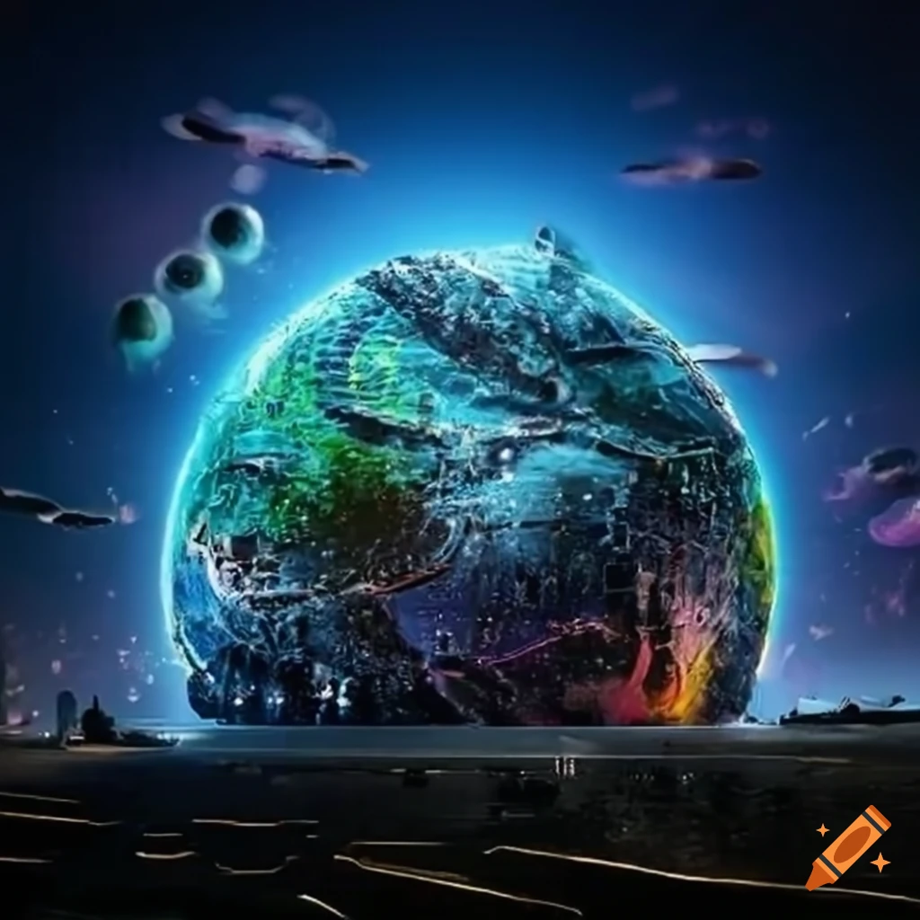 Spacebase with a space city and space garden on Craiyon