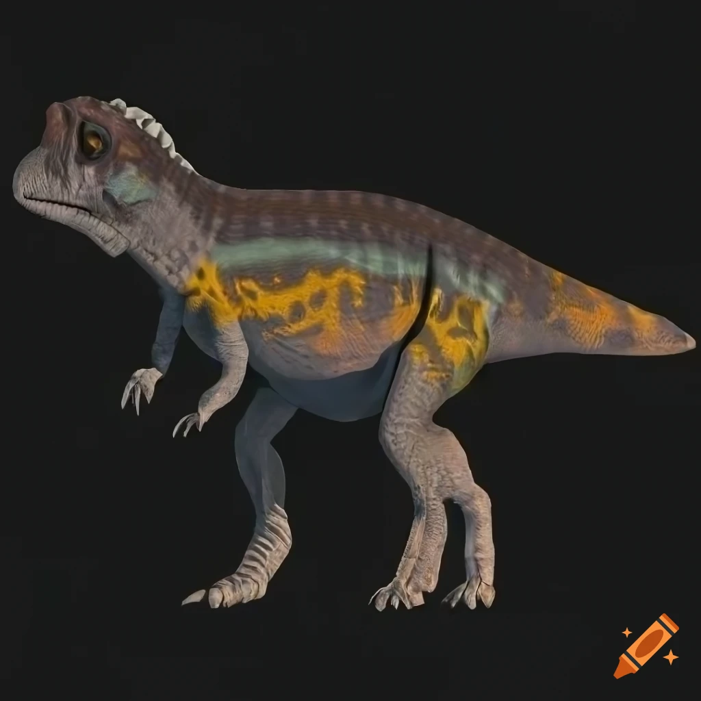 Colorful pachycephalosaurus in forest environment with warm backlight ...