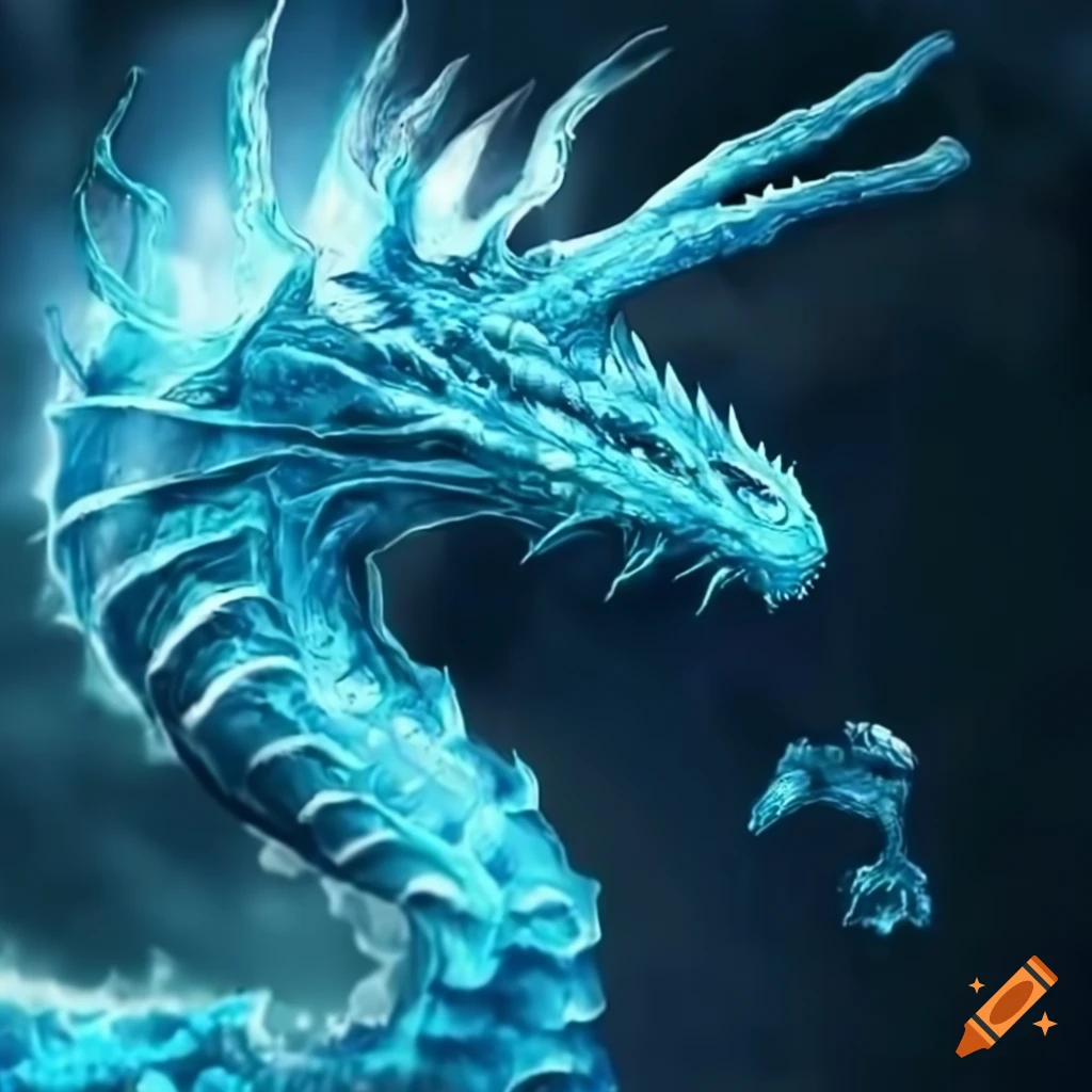 Detailed water elemental dragon on Craiyon