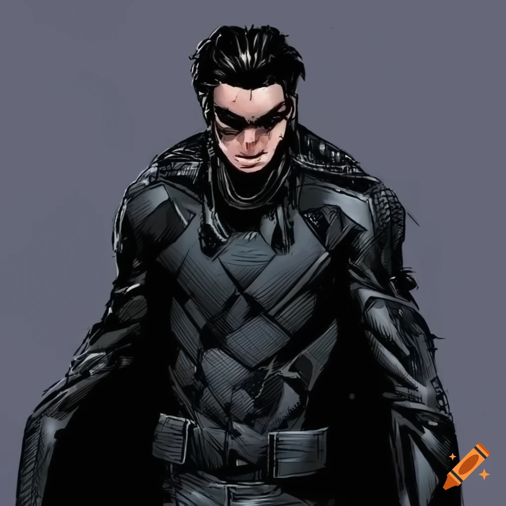 Comic book hero in a black jacket on Craiyon