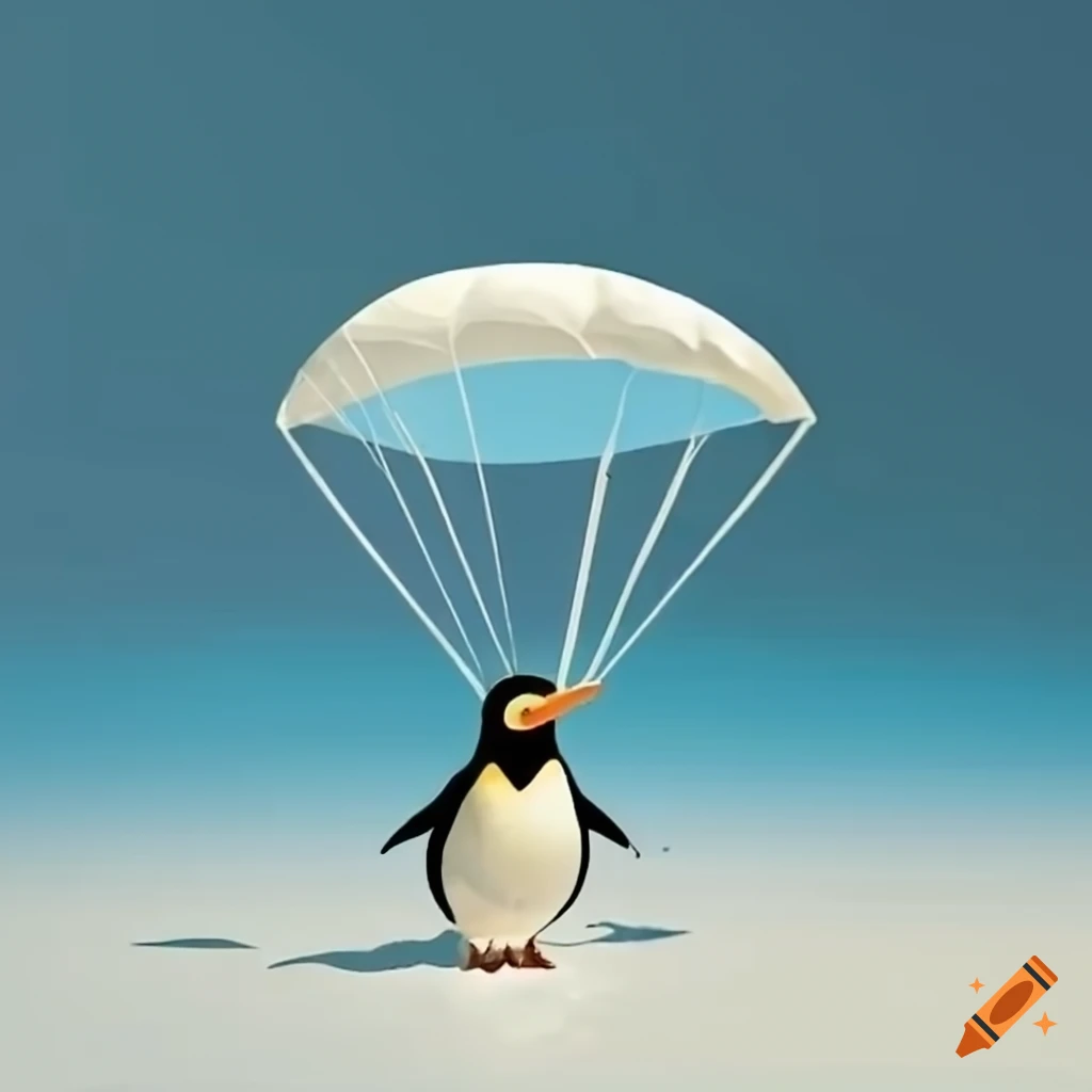 Penguin doing parachuting on Craiyon