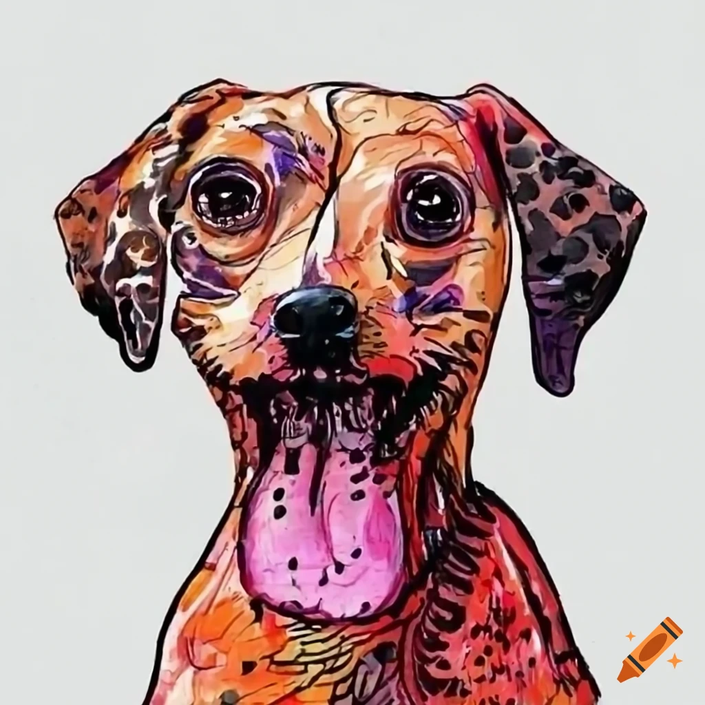 Free mixed breed dog hop ink drawing on Craiyon