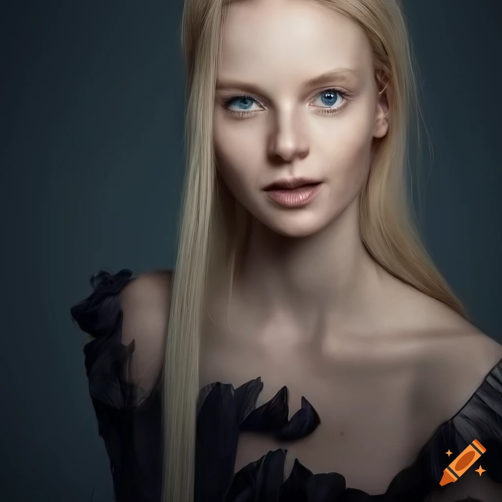 Portrait of a beautiful scandinavian woman with symmetrical features on ...