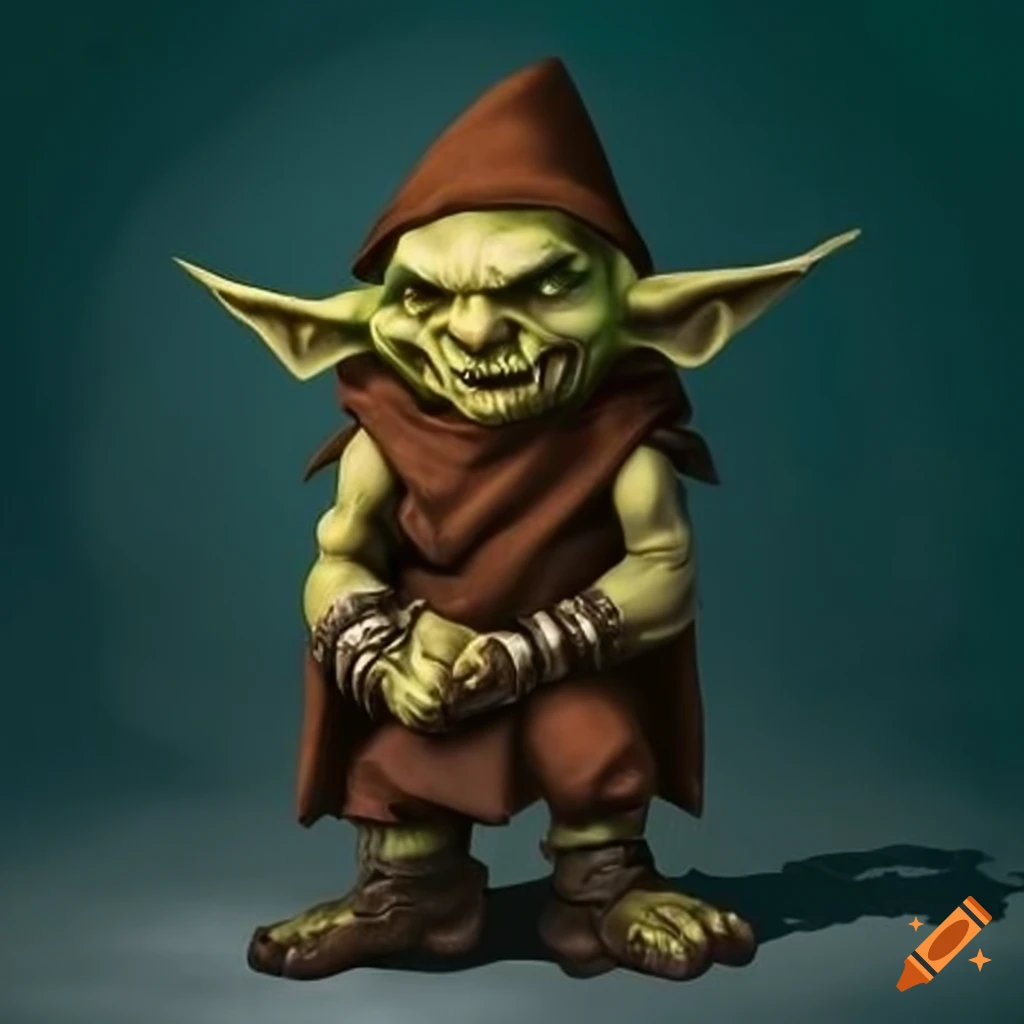 Goblin monk with brown hooded cloak on Craiyon