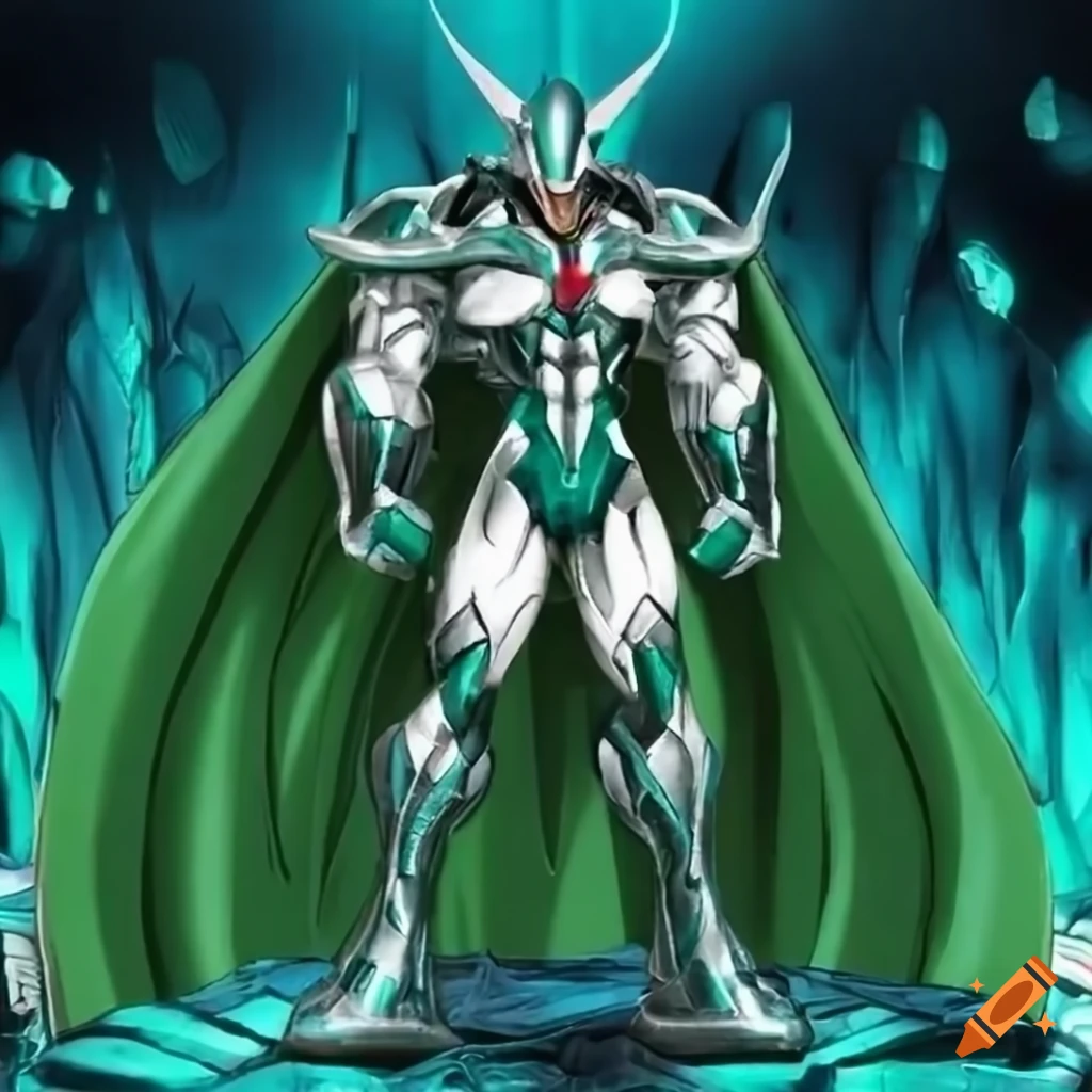 Highly detailed full body of elemental hero neos in green on Craiyon