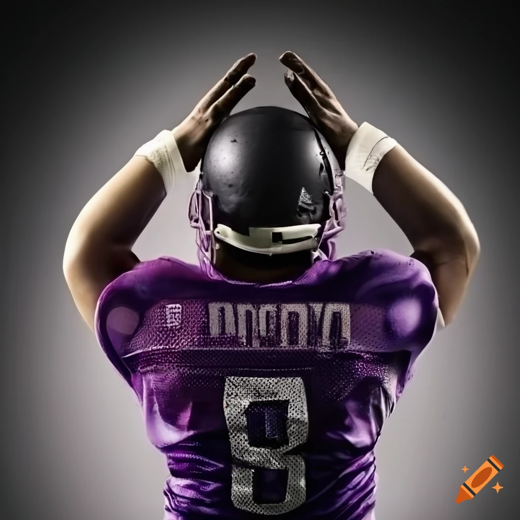 Closeup of american football player showing fierce expression on Craiyon