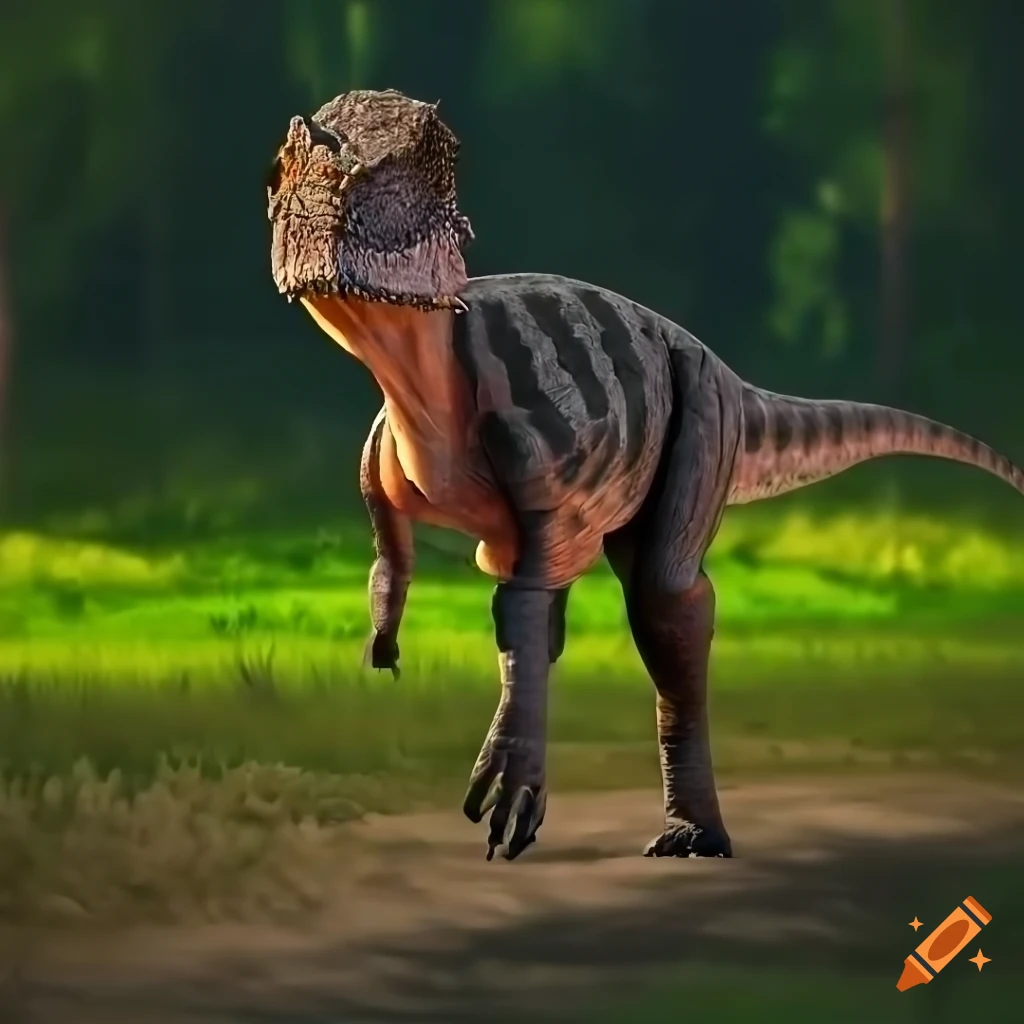 Colorful pachycephalosaurus in a natural forest environment on Craiyon