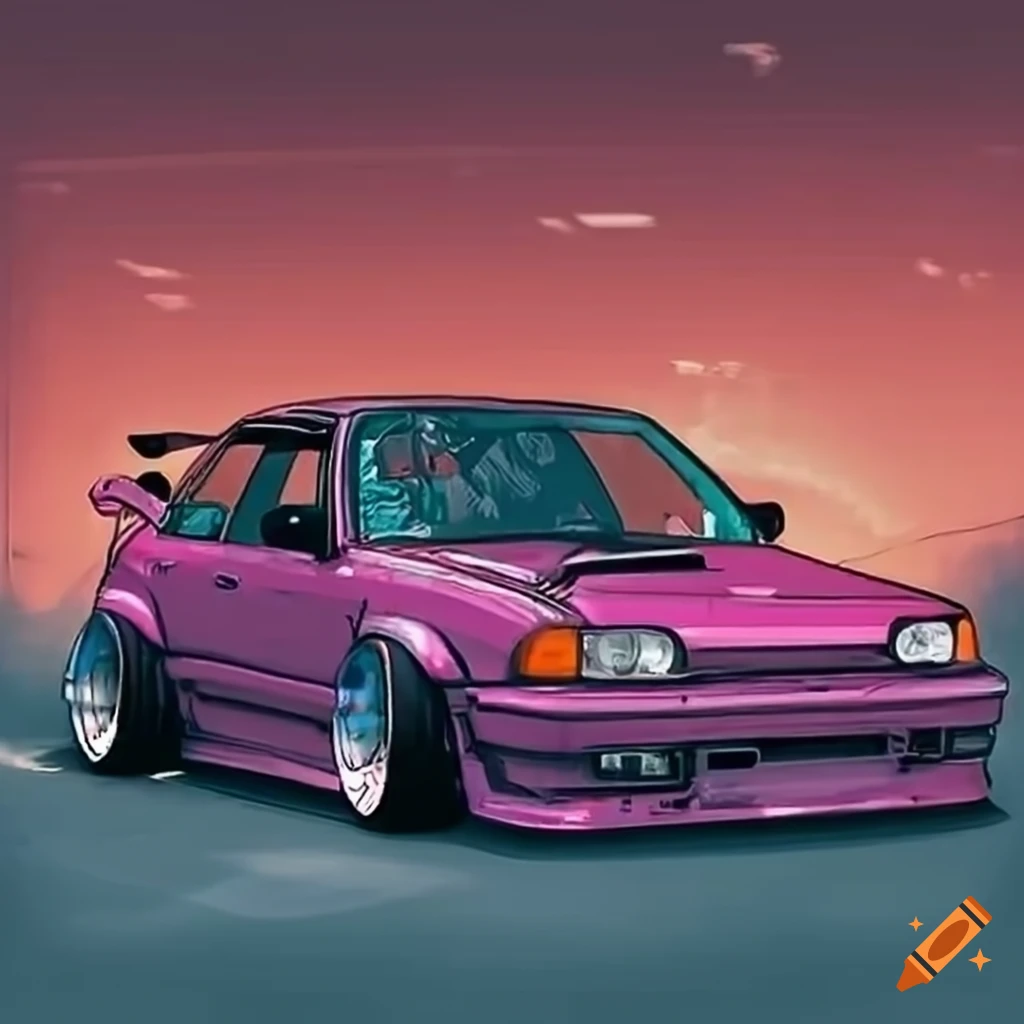 Japanese culture style image featuring jdm cars and drift on Craiyon