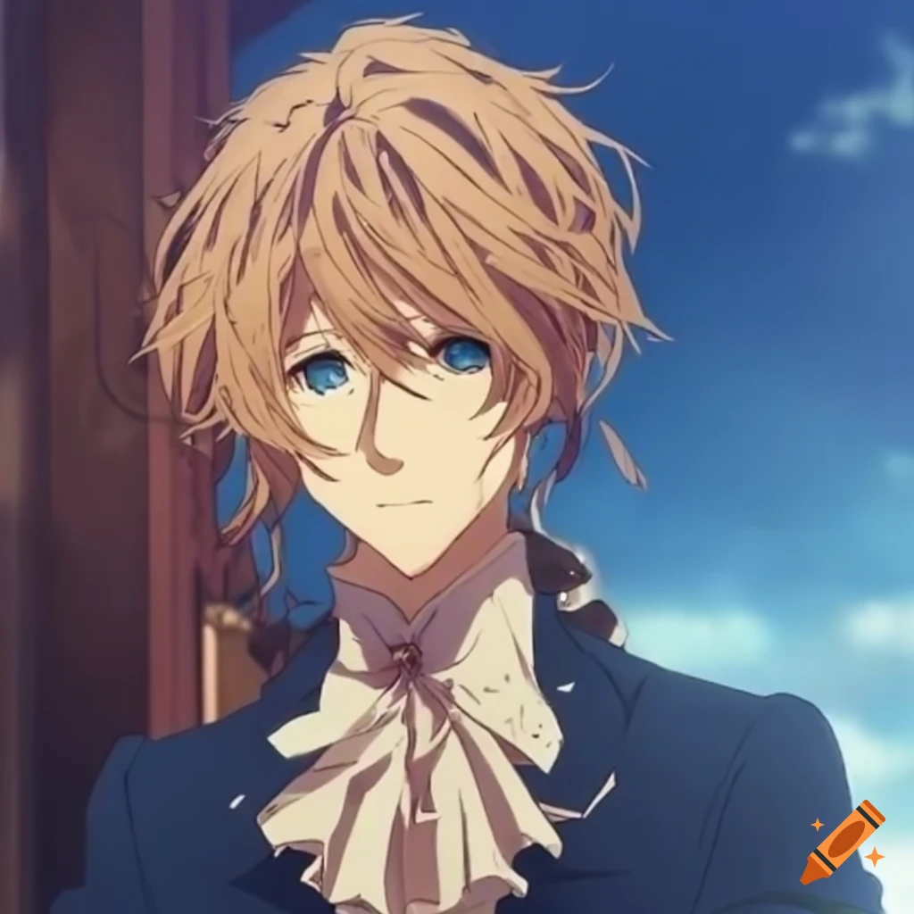 Violet evergarden with her twin male brother on Craiyon