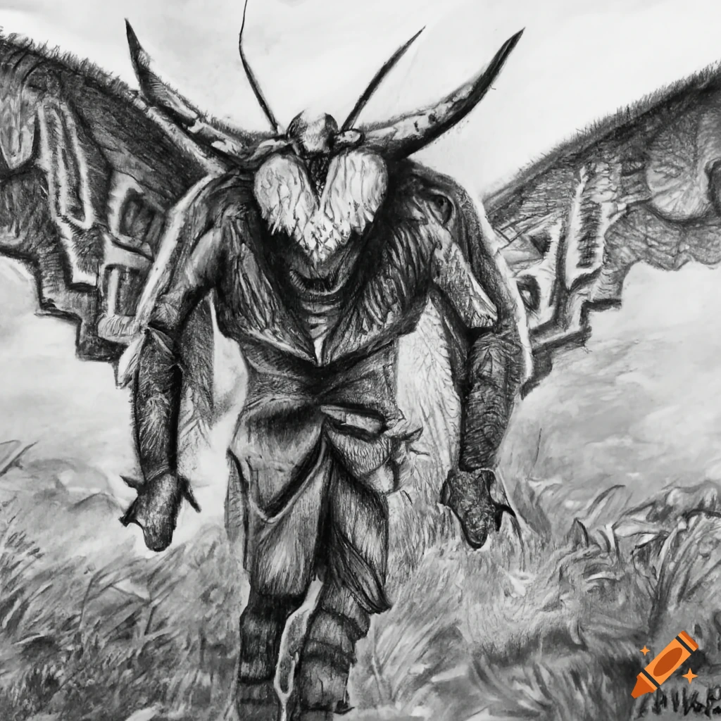 Mothman graphite pencil drawing on Craiyon