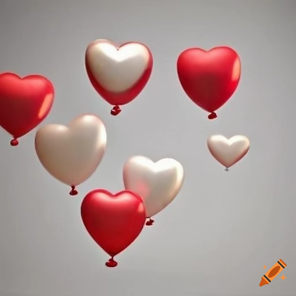 Cream hearts made from balloons on Craiyon