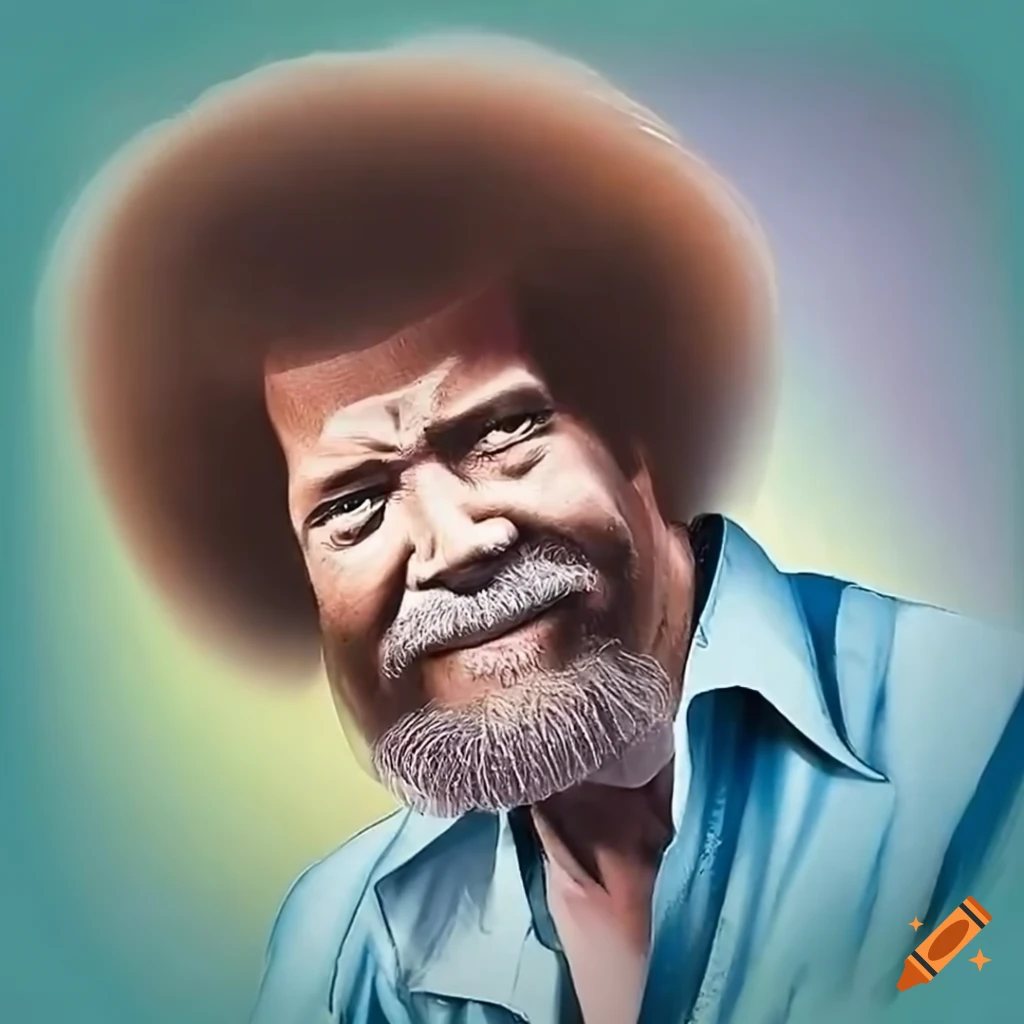 Bob ross with a low taper fade hairstyle on Craiyon