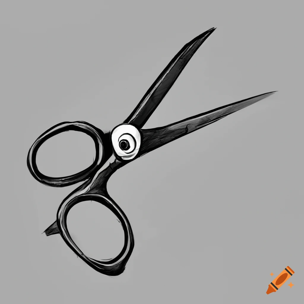 Cartoonish scissors illustration on Craiyon