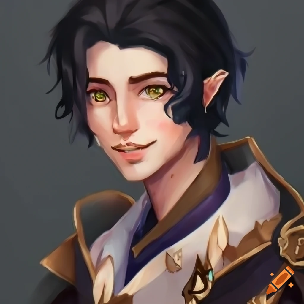 Young male dnd wizard in genshin impact style on Craiyon