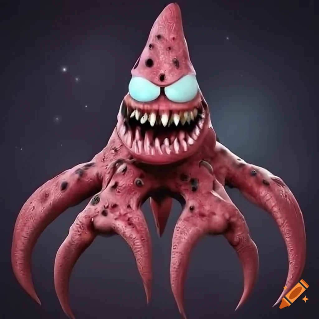 Giant mountainous symbiote with tentacles in a space war landscape on ...