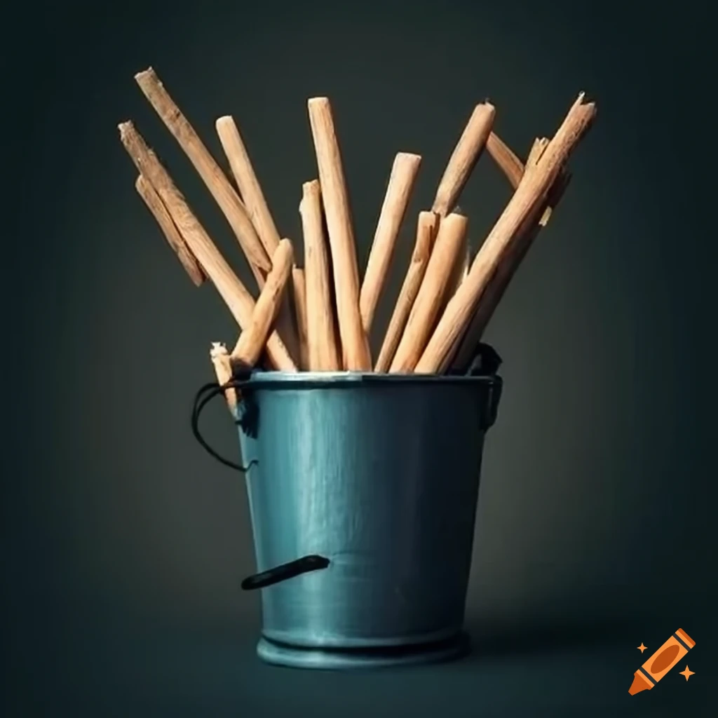 Wooden sticks in a bucket on Craiyon