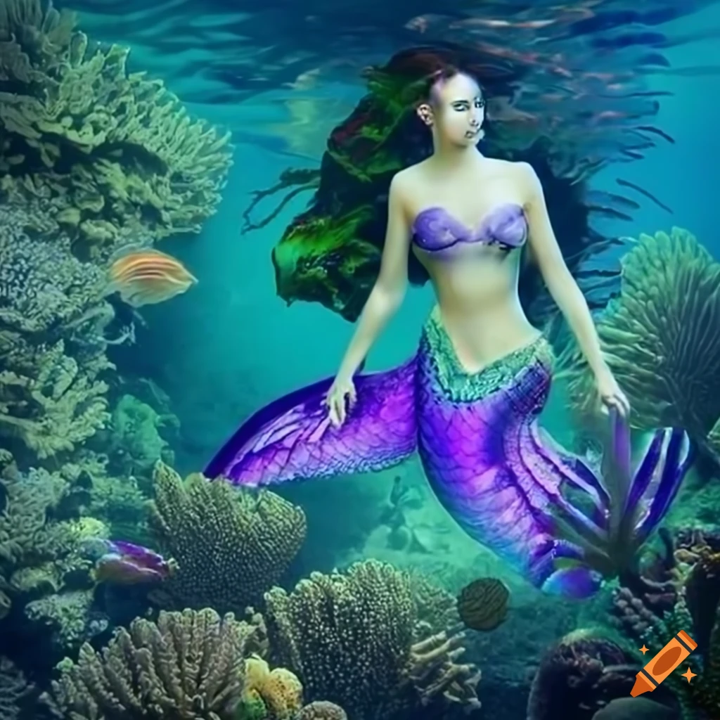 Two mermaid goddesses overseeing an enchanting realm on Craiyon