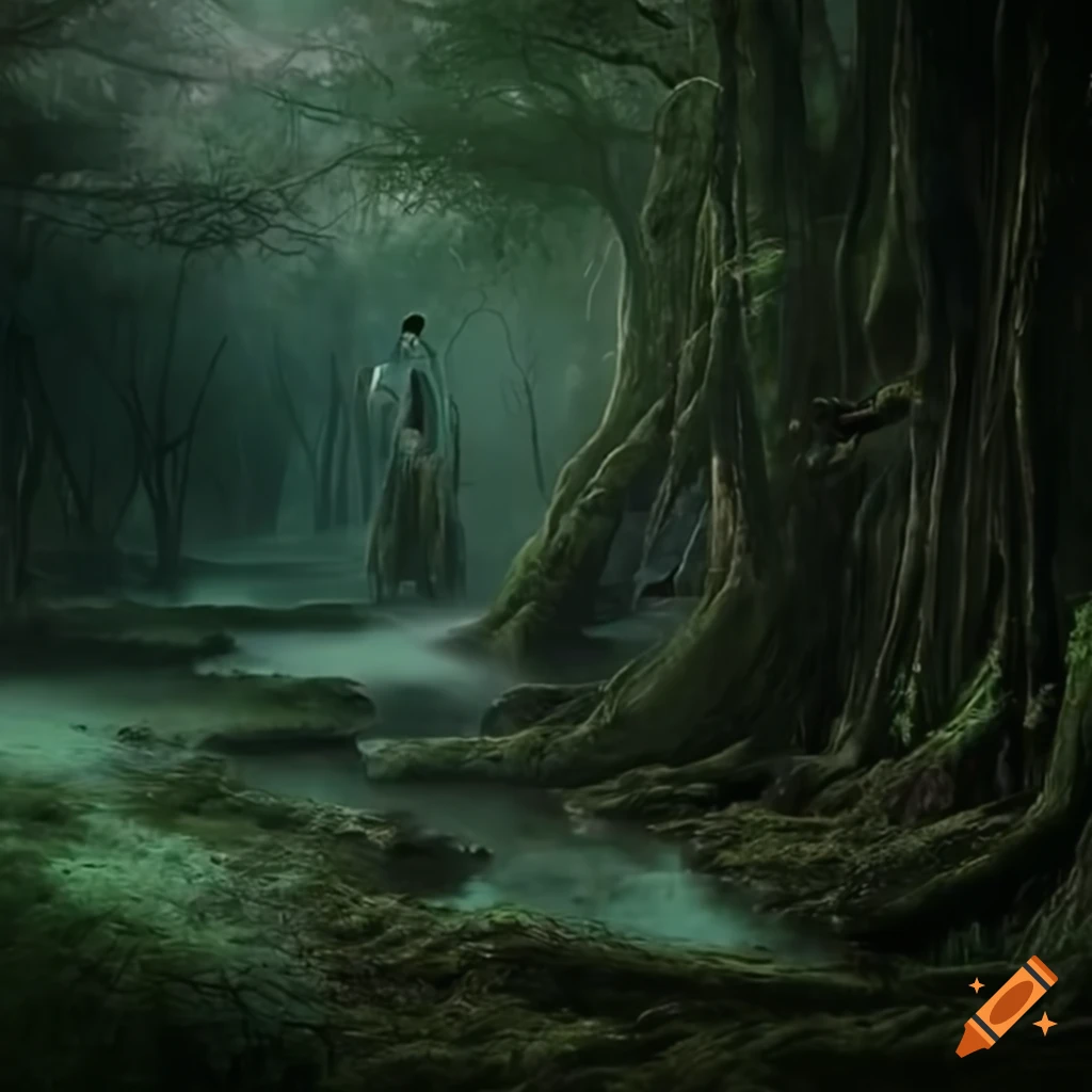 Enchanted dark forest in mythical northern lands on Craiyon