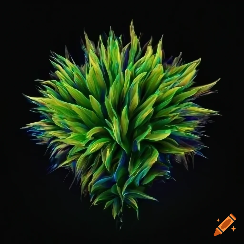 Abstract 3d painting of complex plant in beautiful colors on white ...