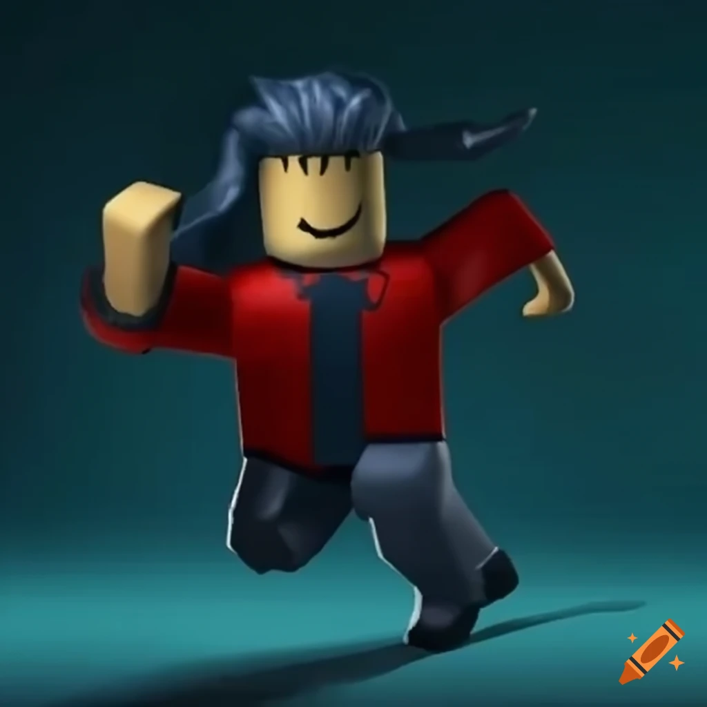 Roblox character running away on Craiyon