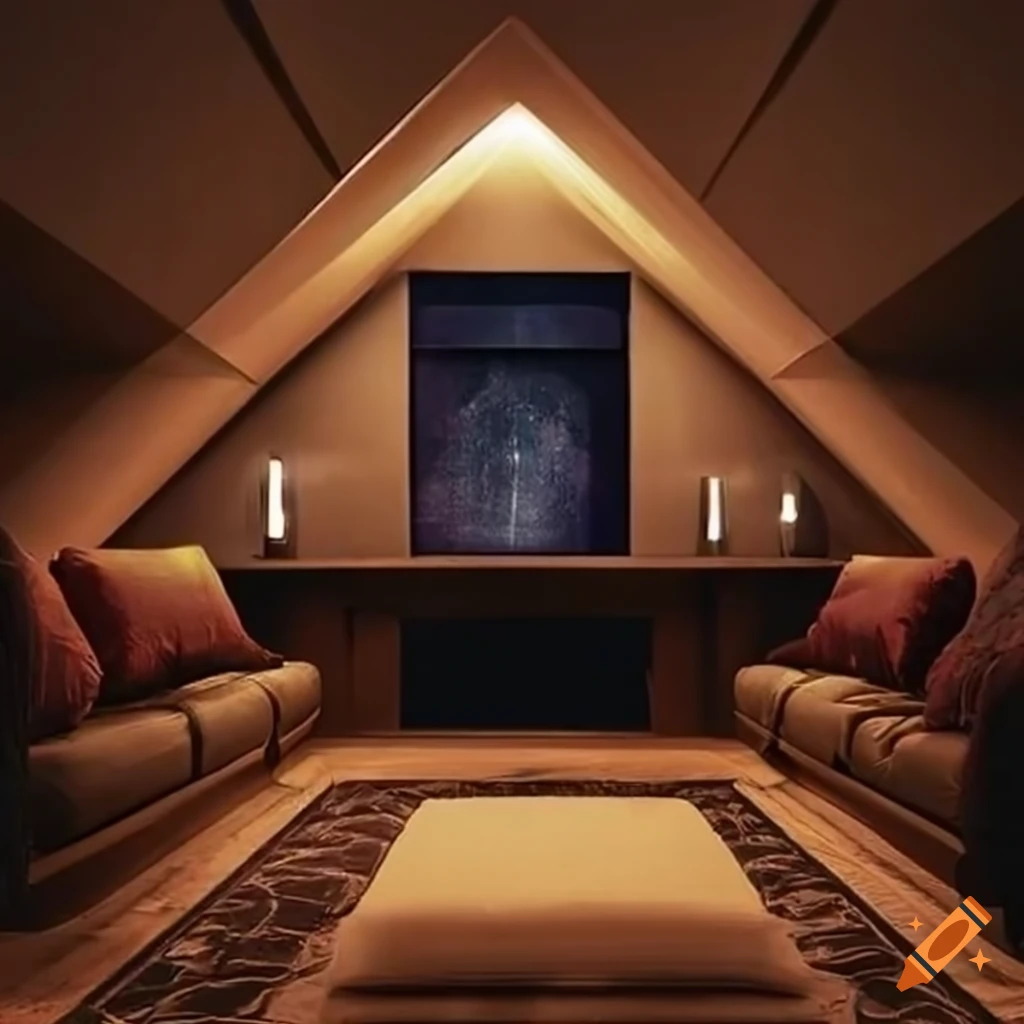 Cozy living room in a custom-made bunker, perfect for movie nights on ...