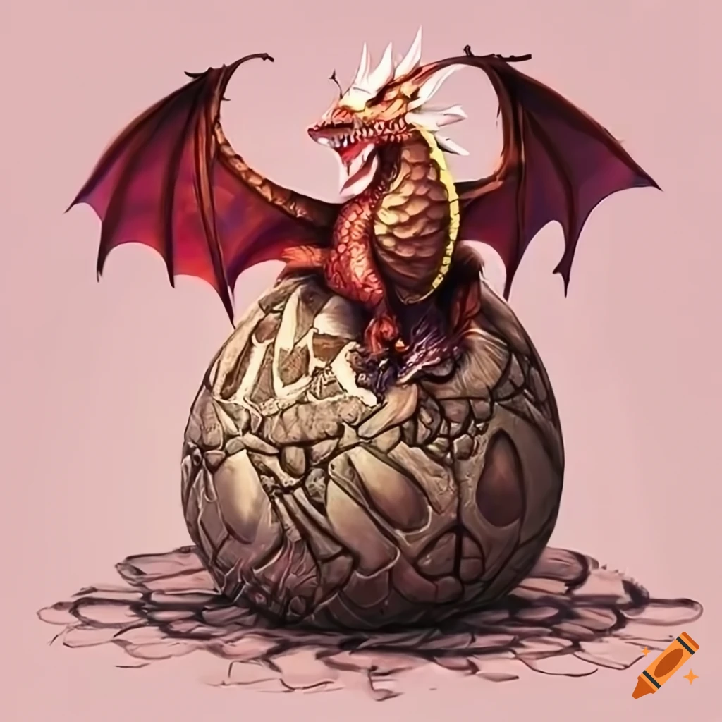 Dragon guarding its egg on Craiyon