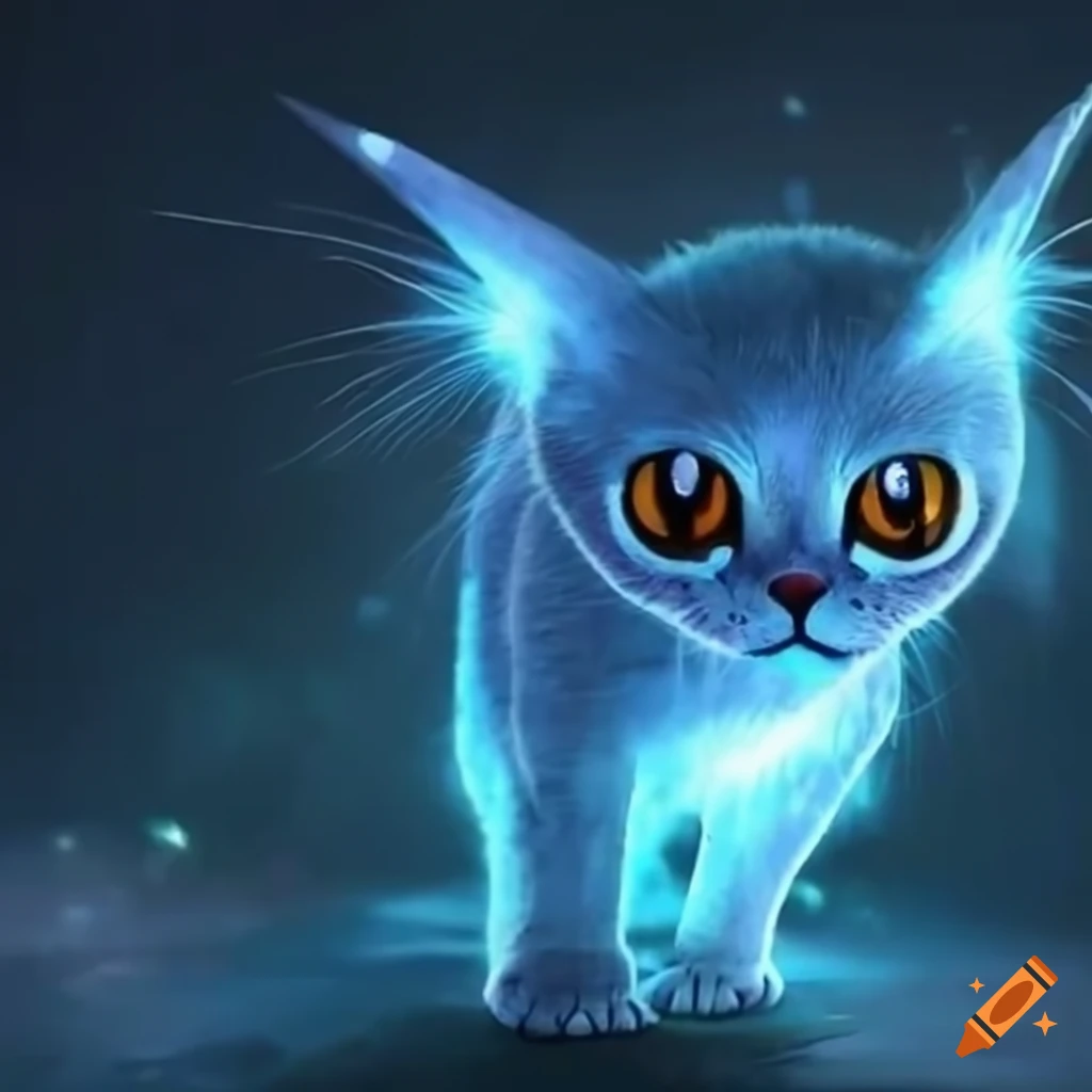 Adorable wide-eyed cat Pok\u00e9mon with electric powers on Craiyon