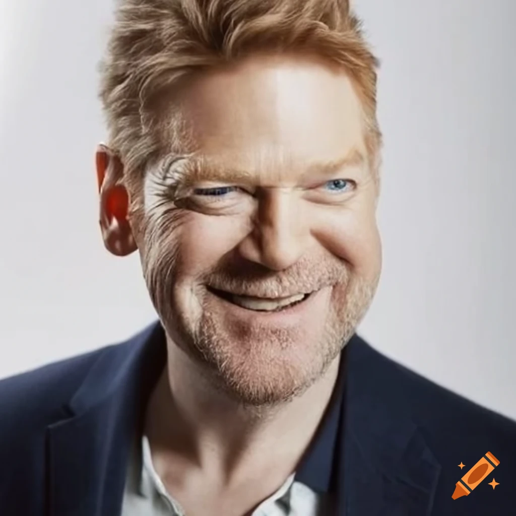 Portrait of kenneth branagh smiling against a white background on Craiyon