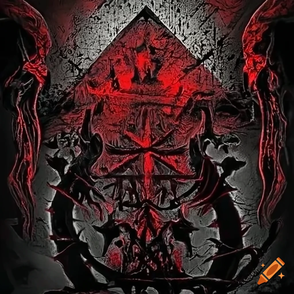 Gothic death metal album cover with skulls and pentagrams on Craiyon